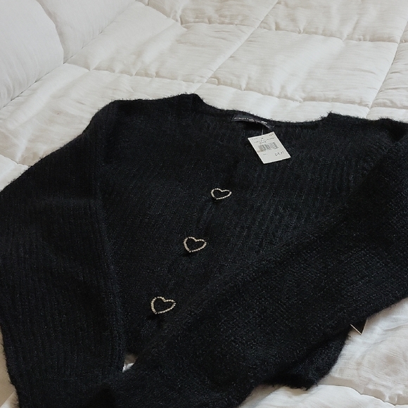 Sweaters | Black Heart Button Sweater | Poshmark